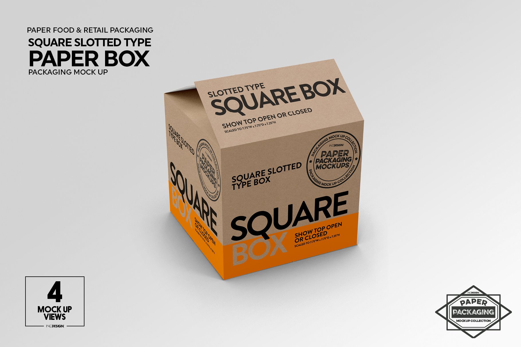Square Slotted-Type Paper Box Packaging Mockup (405641) | Branding ...