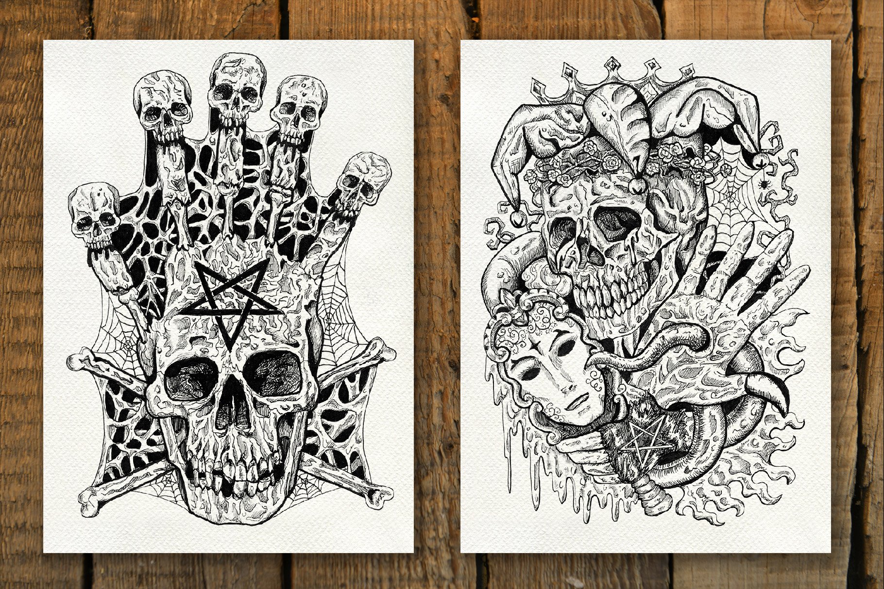 Evil skulls collection (660213) | Illustrations | Design Bundles