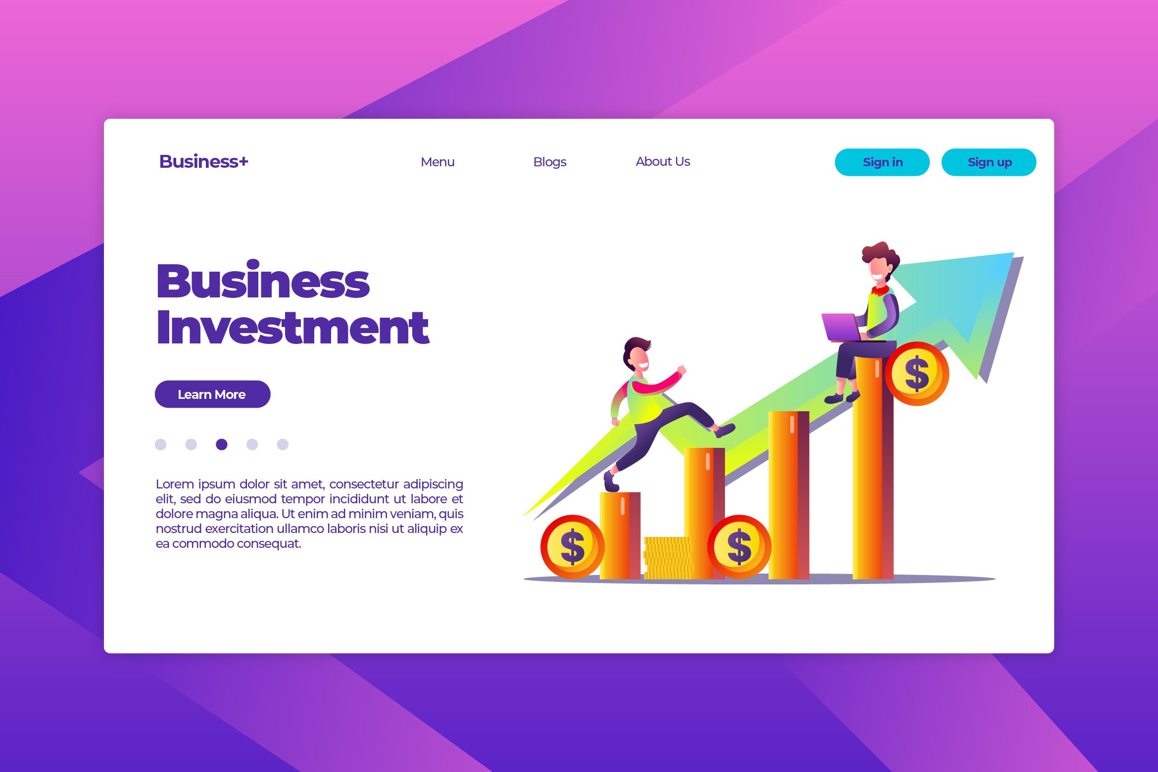 Business Investment- Hero Header & Landing Page