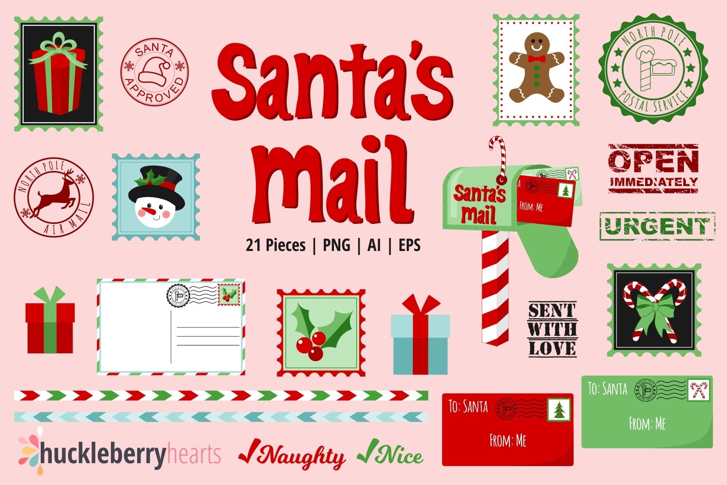 Santas Mail Clipart (378966) | Illustrations | Design Bundles