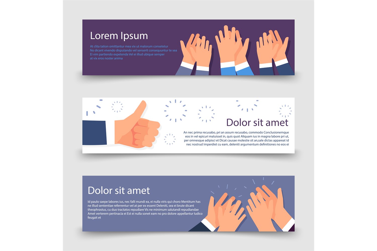 Applause flat banners template with clapping hands (1029815 ...