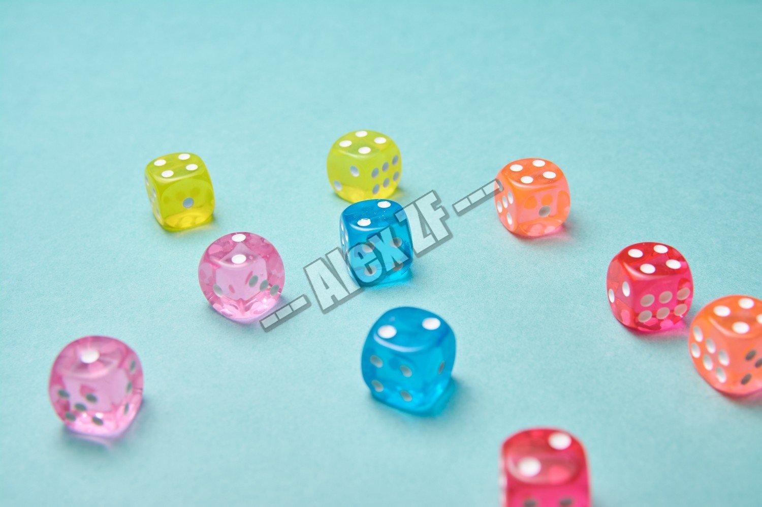 Scattered dice on blue background (607484)