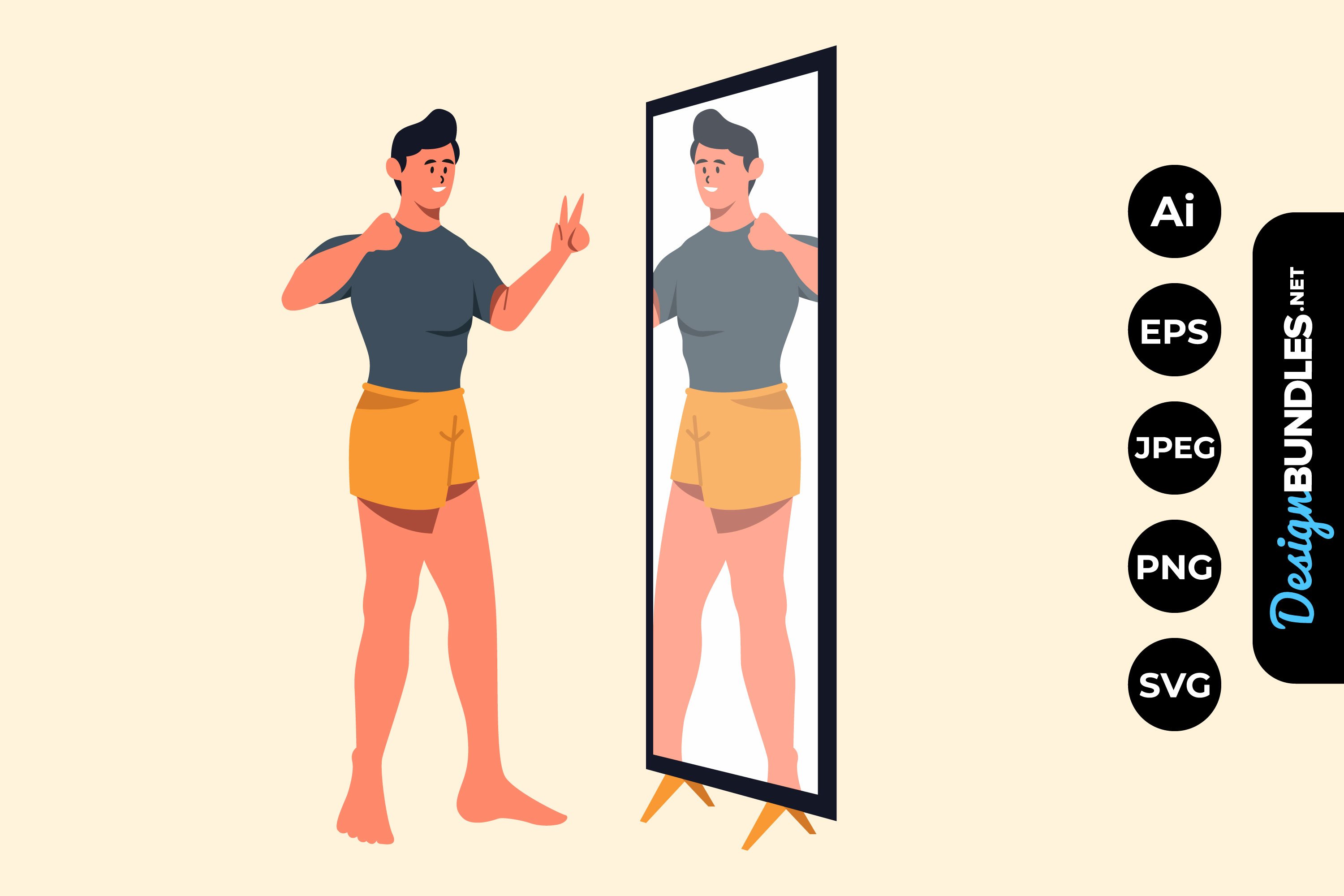 High Self-Esteem with People and Mirror