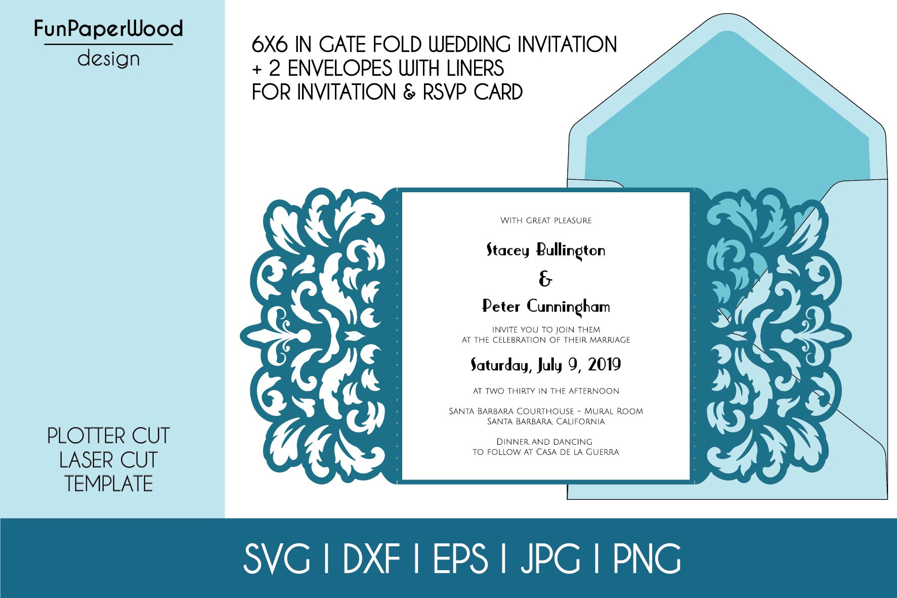 Gate Fold Square Wedding Invitation SVG DXF EPS (1446242) | SVGs ...