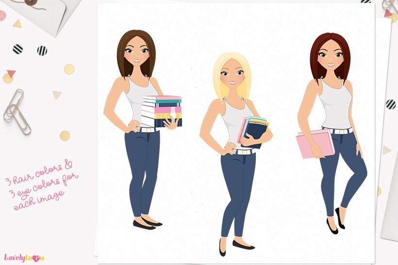 Teacher woman character clip art L517 Lisa (543358) | Illustrations ...