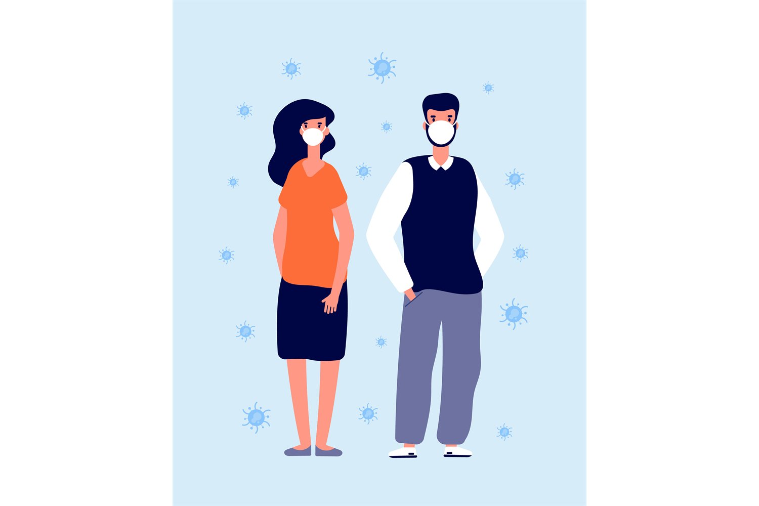 Individual virus protection. Medical masks, people wearing p (1322807 ...