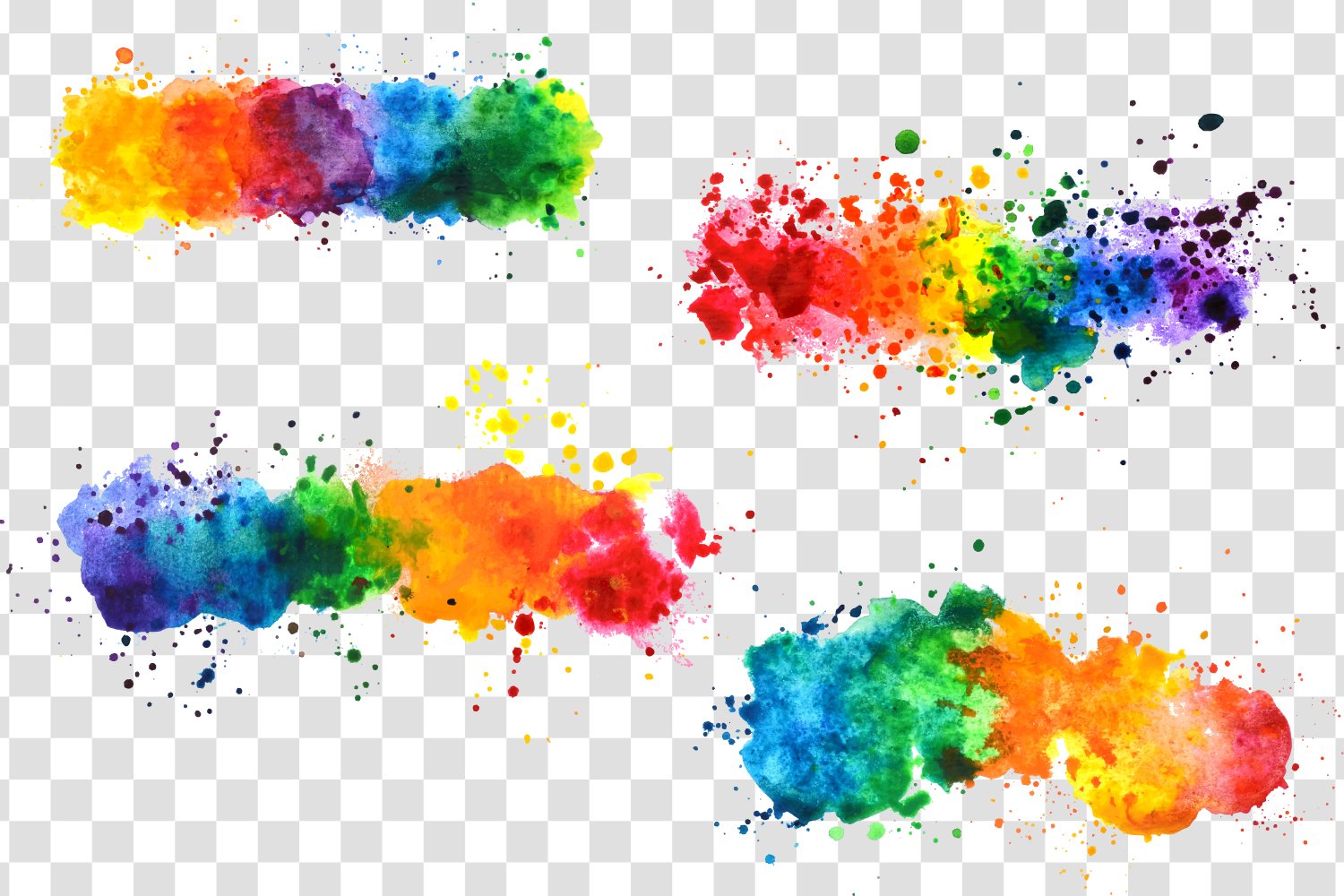 rainbow watercolor splashes set (735566) | Textures | Design Bundles