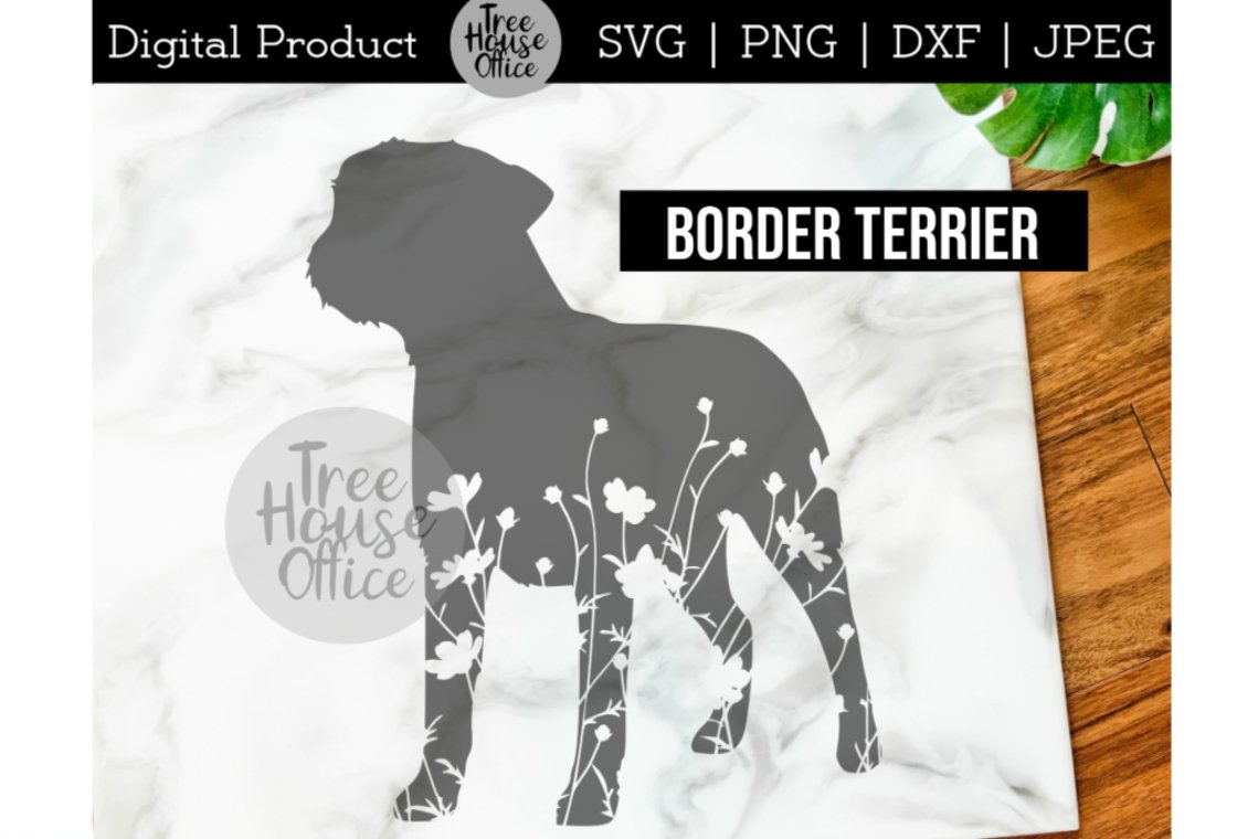 Border Terrier SVG, Dog with Flowers SVG PNG, Floral Terrier (1181407 ...