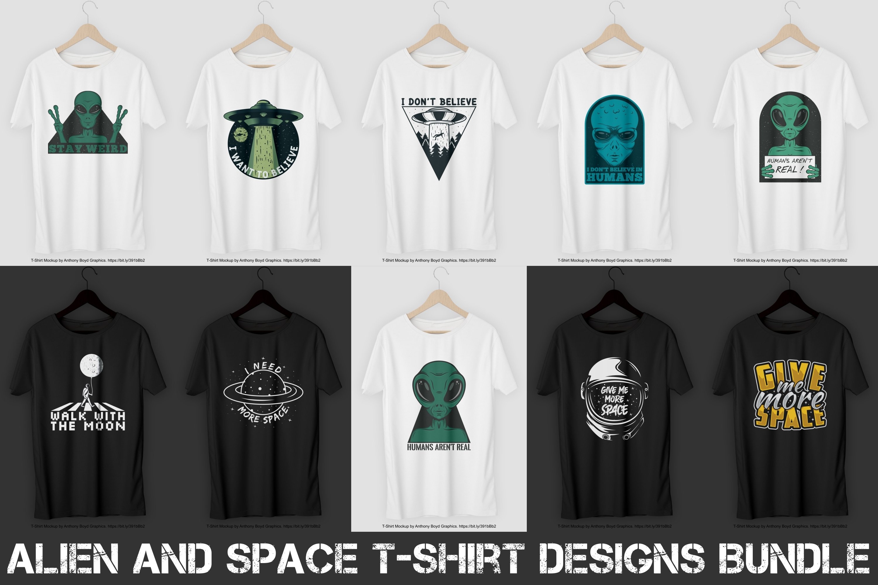 Alien and Space T-Shirt Designs Bundle (1239280) | Sublimation | Design ...