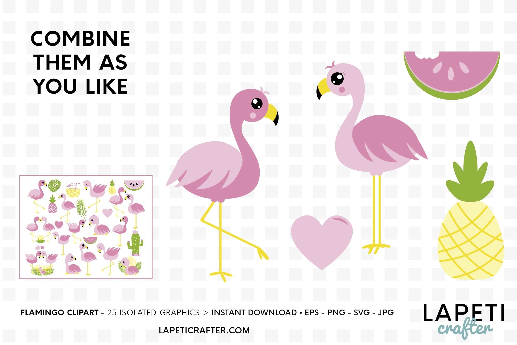 Pink flamingo illustration, summer clipart, tropical vector (515562 ...