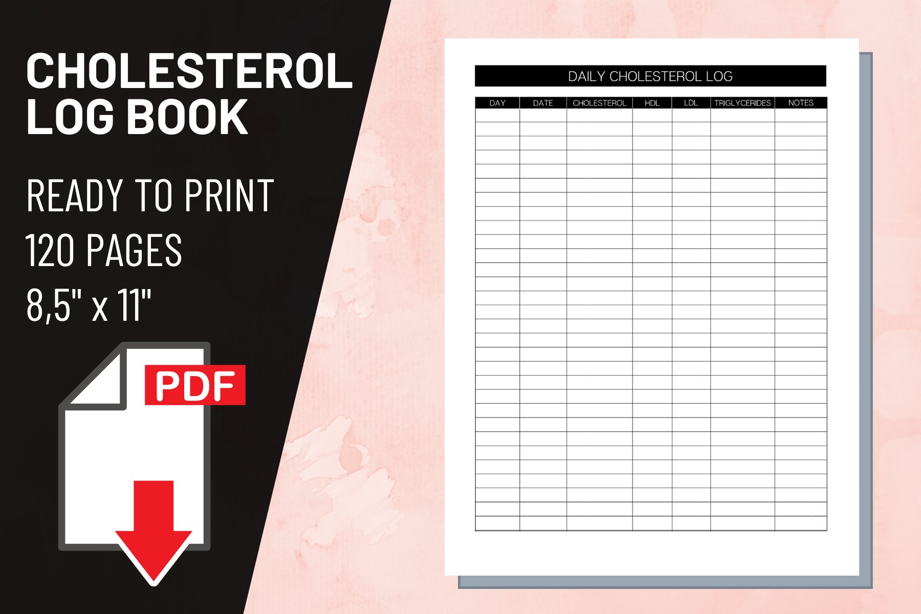 Cholesterol Log Book (940751) | Customizable Templates | Design Bundles