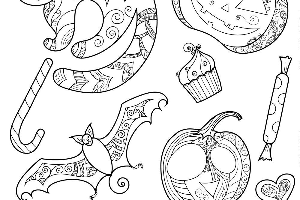 31 zentangle Halloween activity pages, mazes and colorings (956272 ...