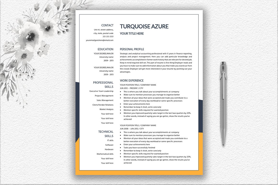 Resume Template Design (43686) | Resume Templates | Design Bundles