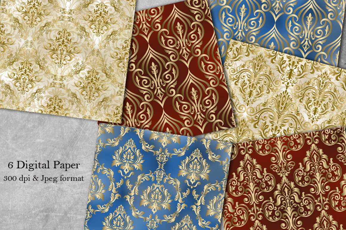 Victorian damask seamless pattern. Collection of papers (1081197 ...
