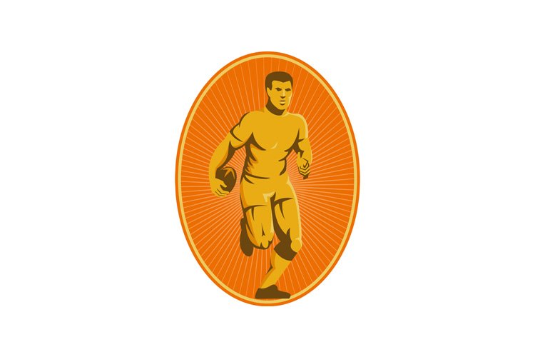 rugby player running passing the ball (326066) | Icons | Design Bundles