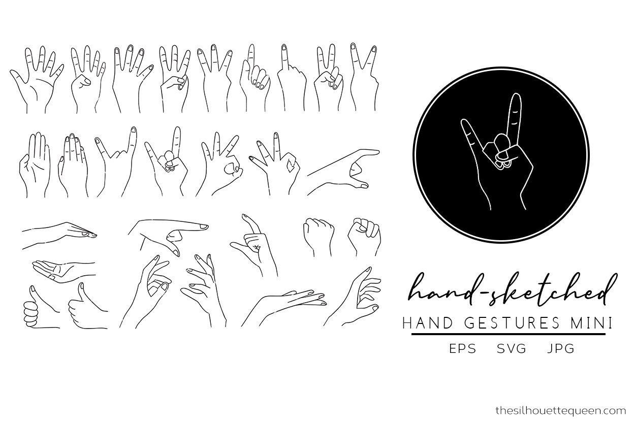 Hand Gesture Mini Svg Cut File (1181526)