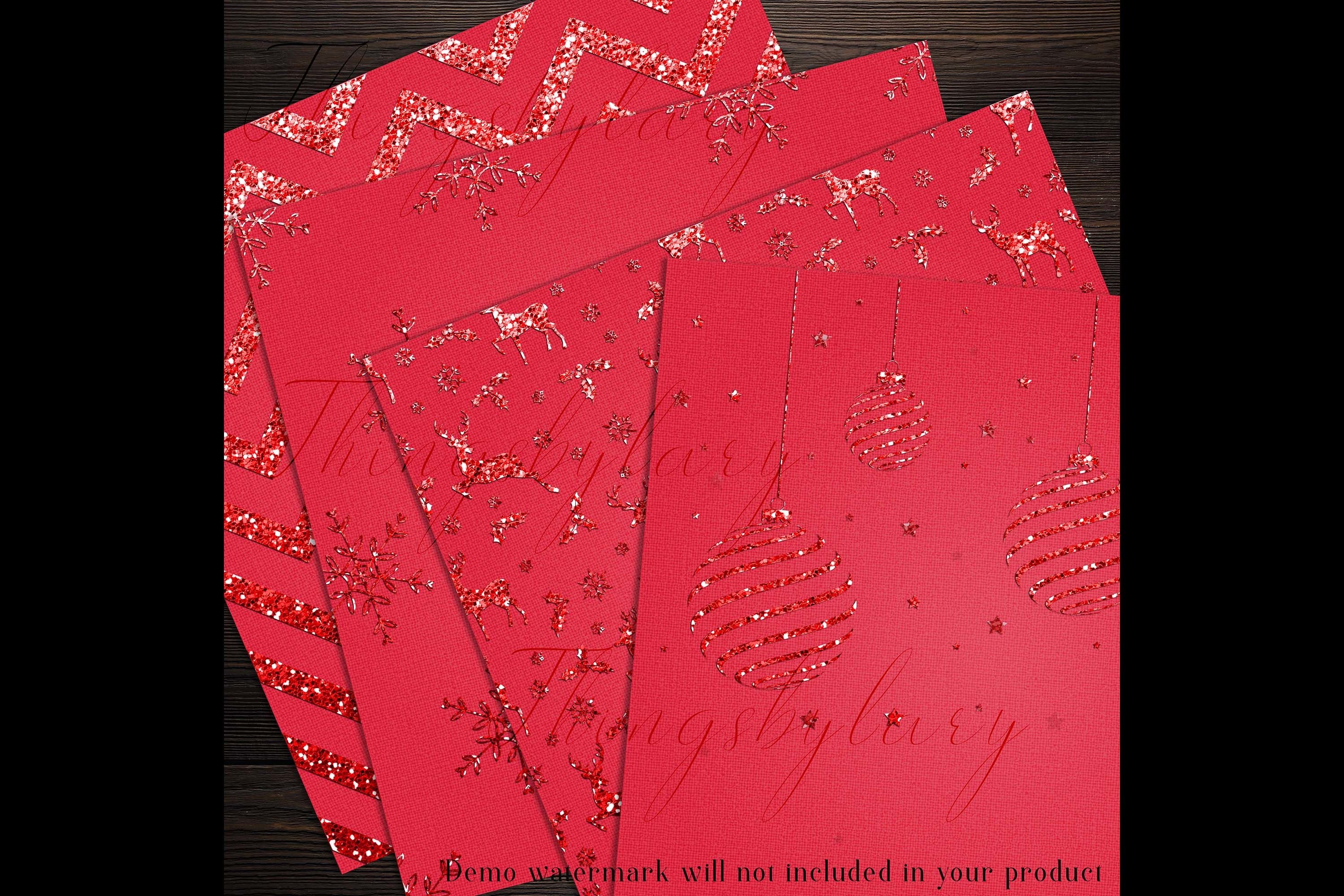 16 Red Glitter Christmas Printable Digital Papers 12 x 12 in (153007 ...