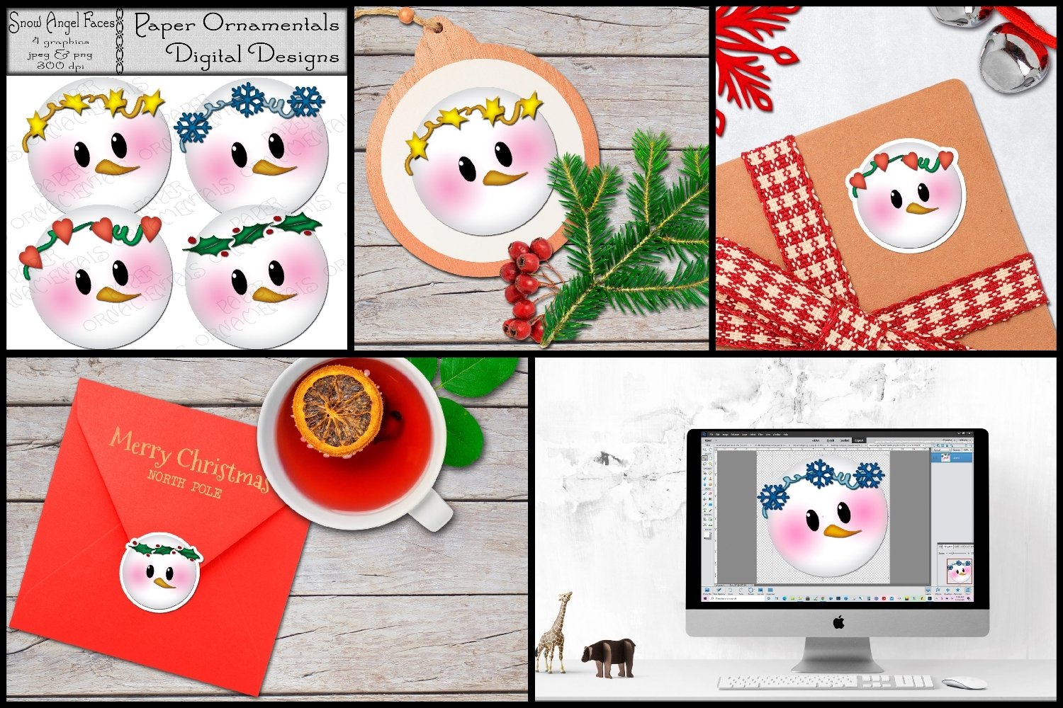 Christmas Clip Art, Christmas Winter Snow Angel Faces (1116551 ...