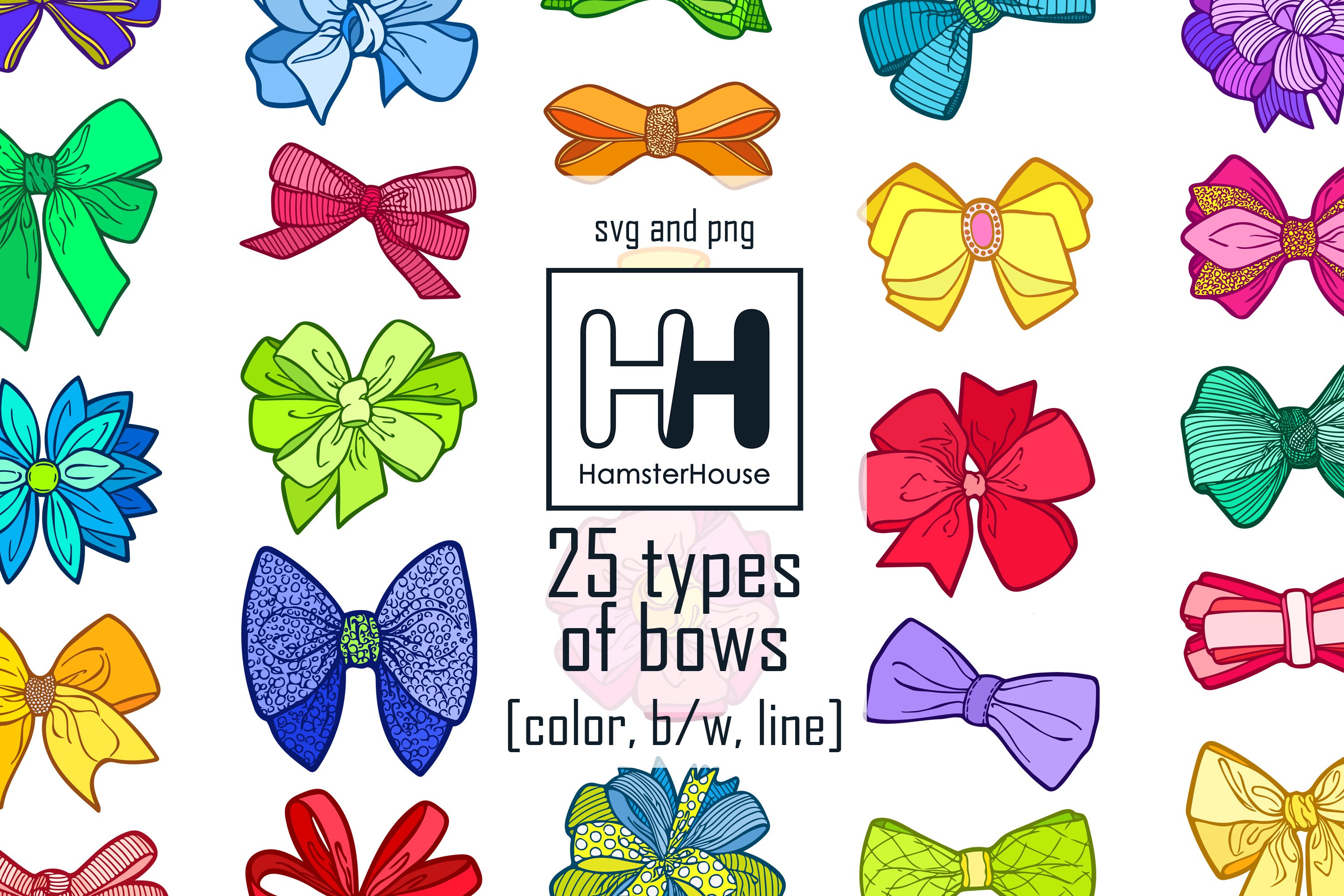 25 types of decorative bows, svg and png (1836965) | Vectors | Design ...