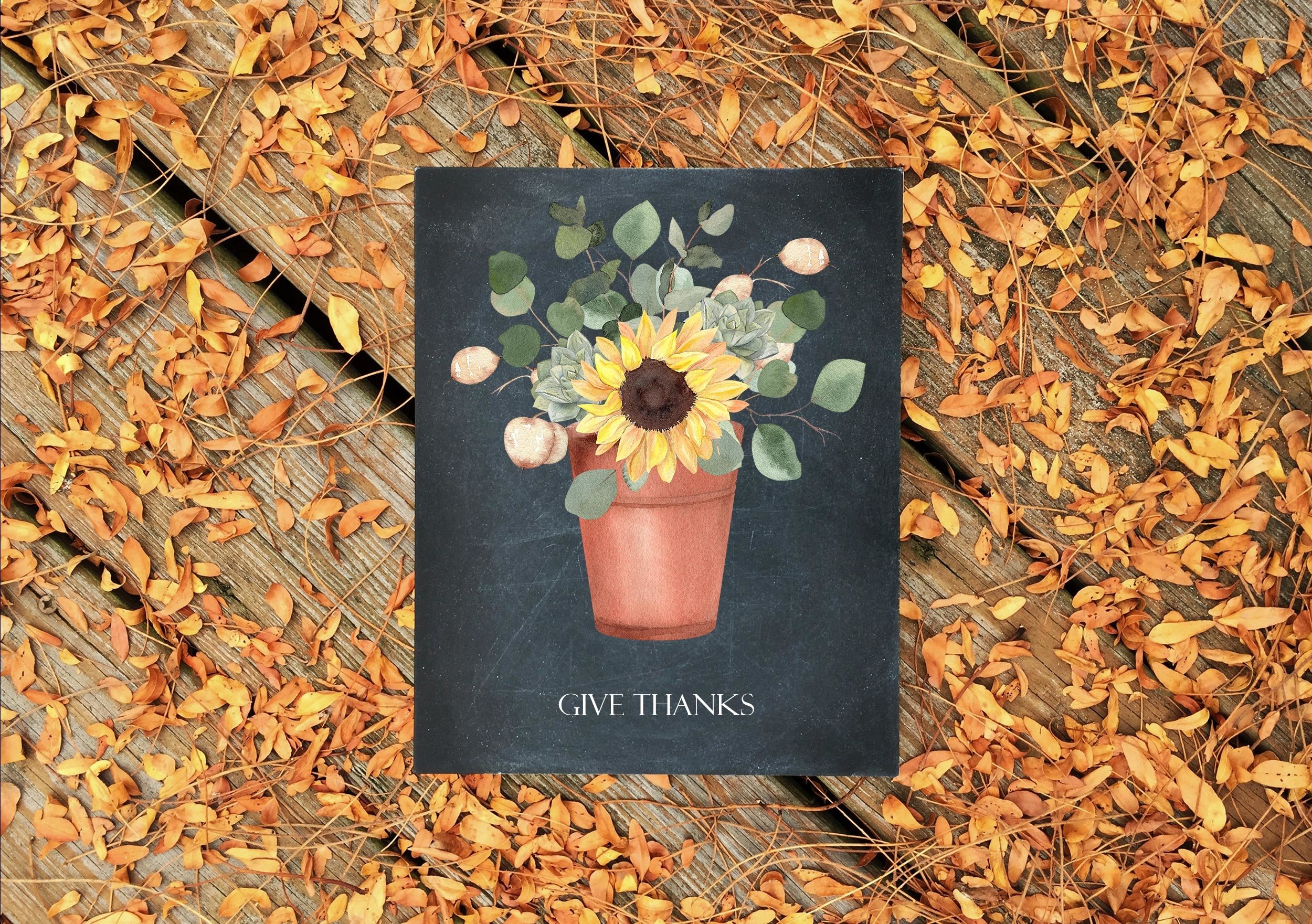 Thanksgiving Sunflower & Foliage Arrangements Clipart (1021691 ...