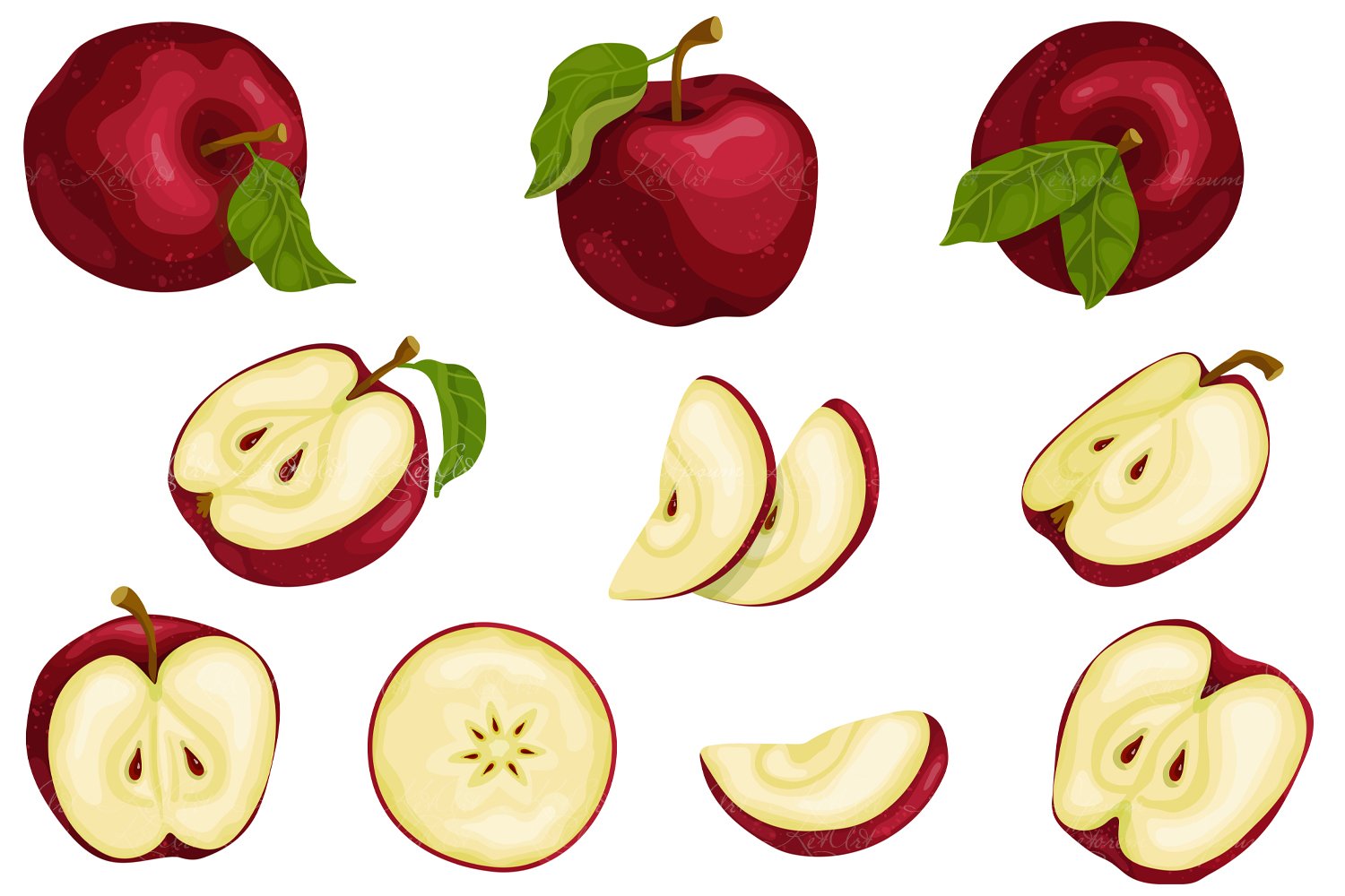 Red Apple Slices Clipart