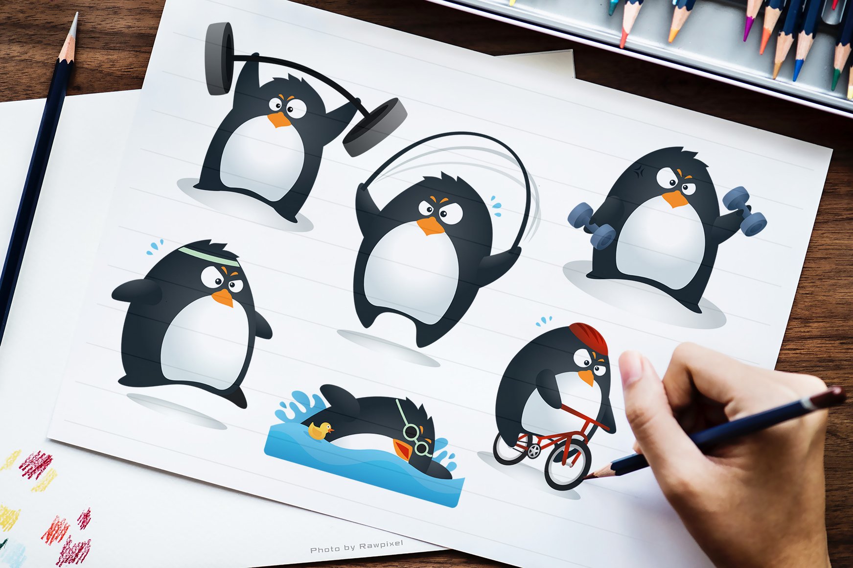 Fit Penguin (137962) | Illustrations | Design Bundles