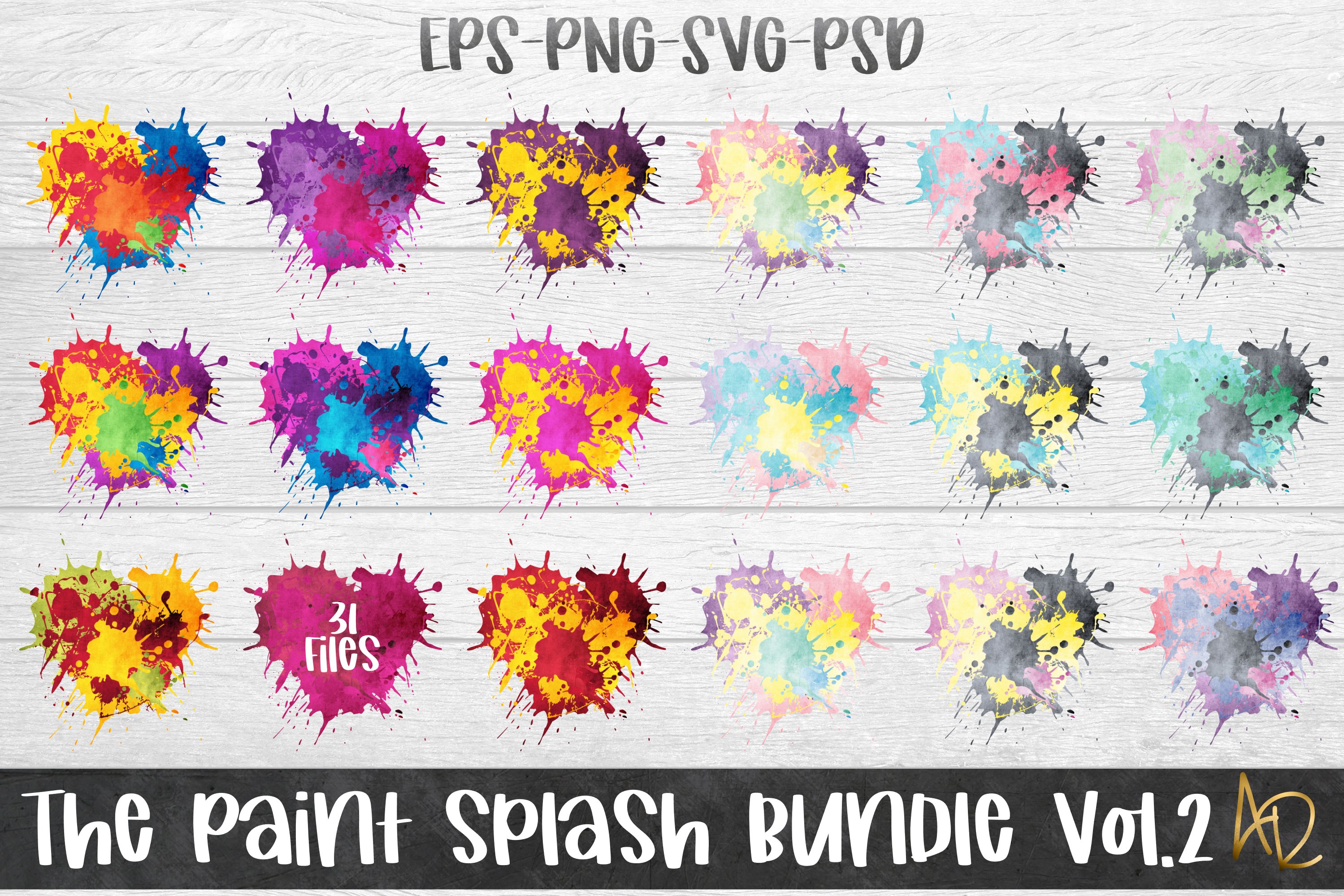 Sublimation Paint Splash Background Bundle vol.2 PNG SVG (854808 ...
