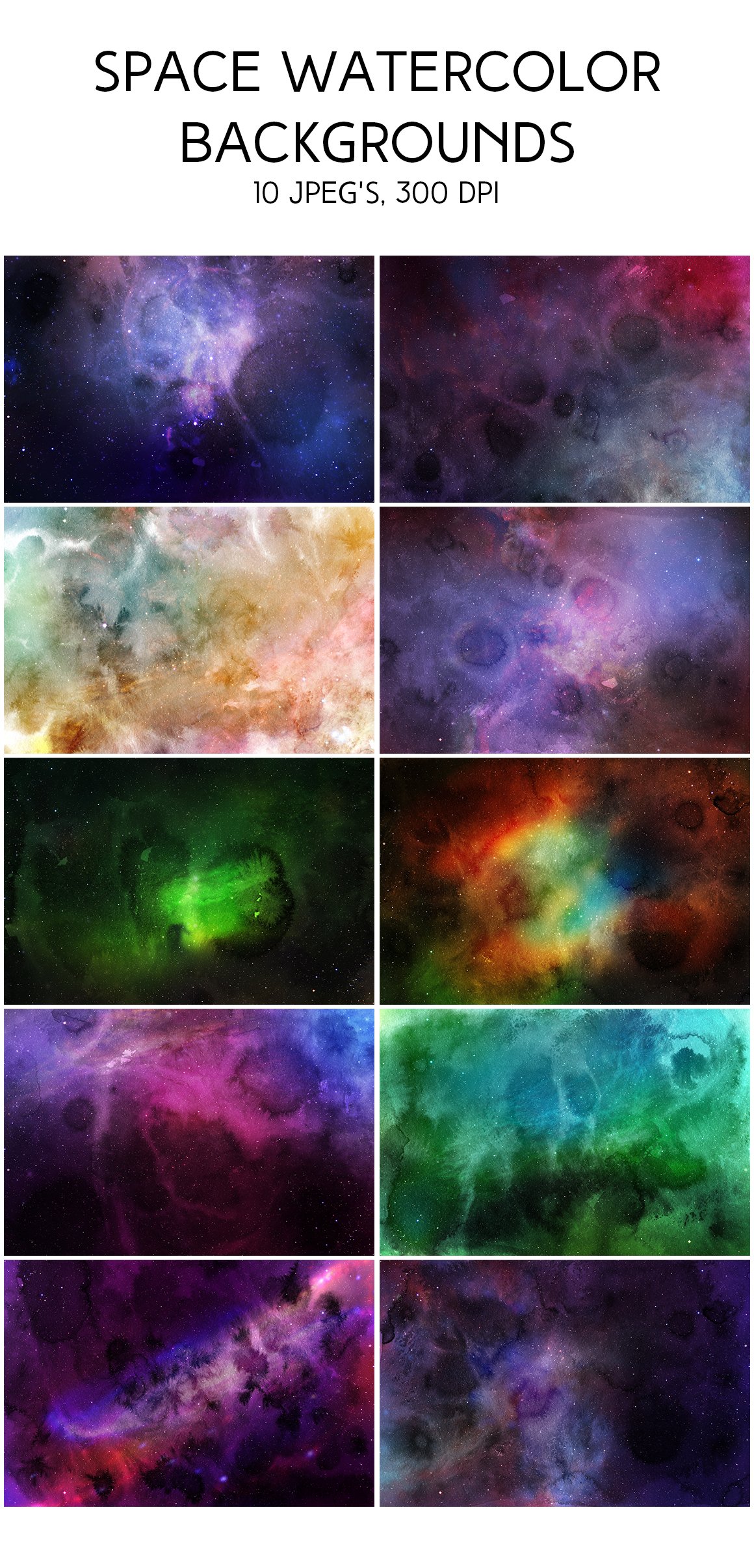 Space Watercolor Backgrounds (41370) | Backgrounds | Design Bundles