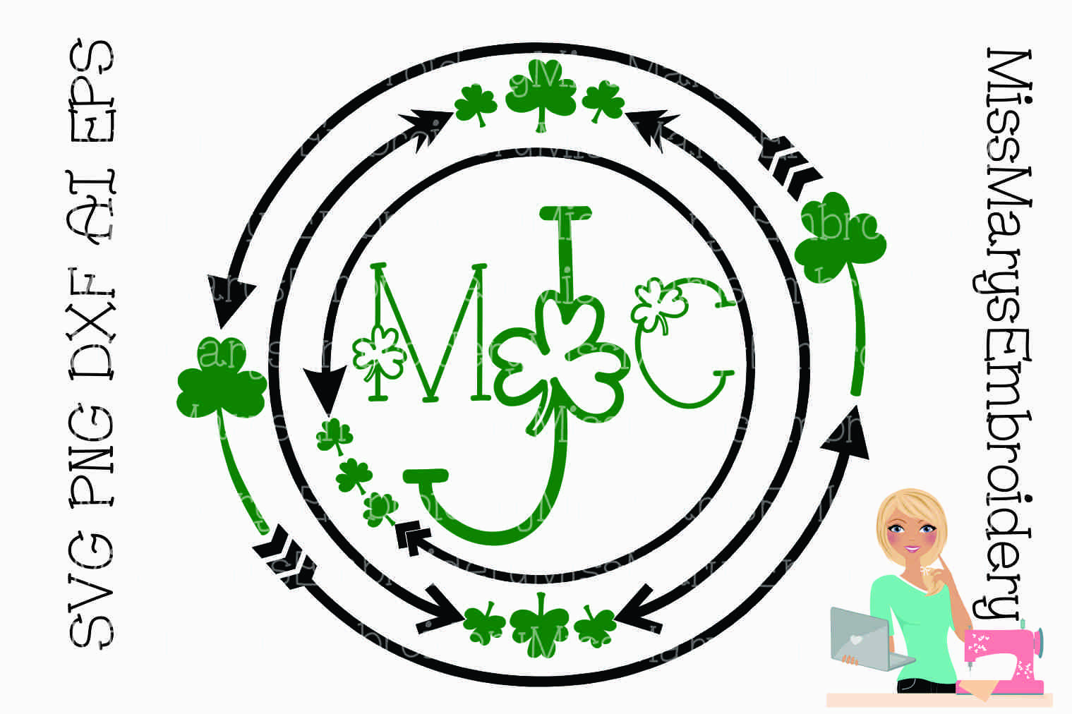 Shamrock Monogram SVG Cutting File PNG DXF AI EPS (216723) | SVGs ...