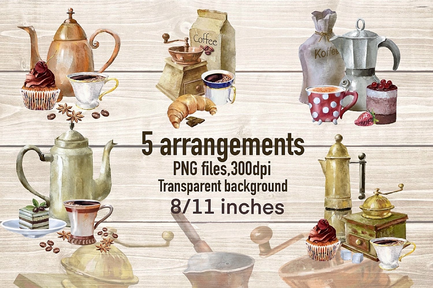 Watercolor Coffee Clipart .Coffee Shop. Coffee and Pastries (986775 ...