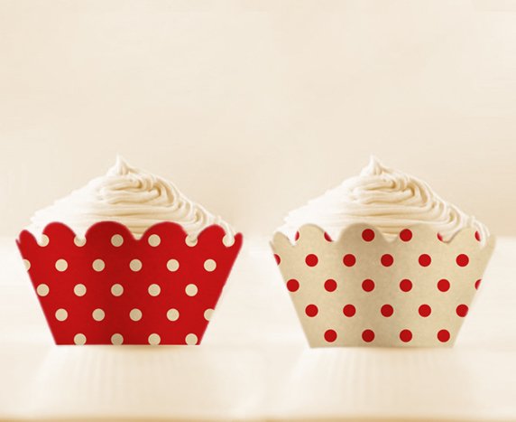 Red Printable Cupcake Wrappers with Polka Dots (27362) | Printables ...