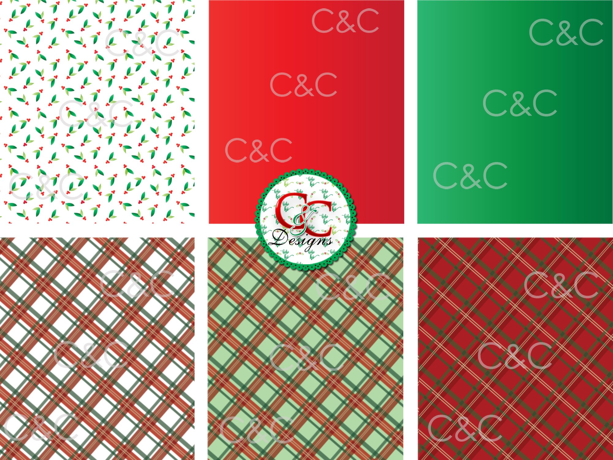30 Cheerful Christmas Papers- Plus 14 Seamless PNG Patterns (909800 ...