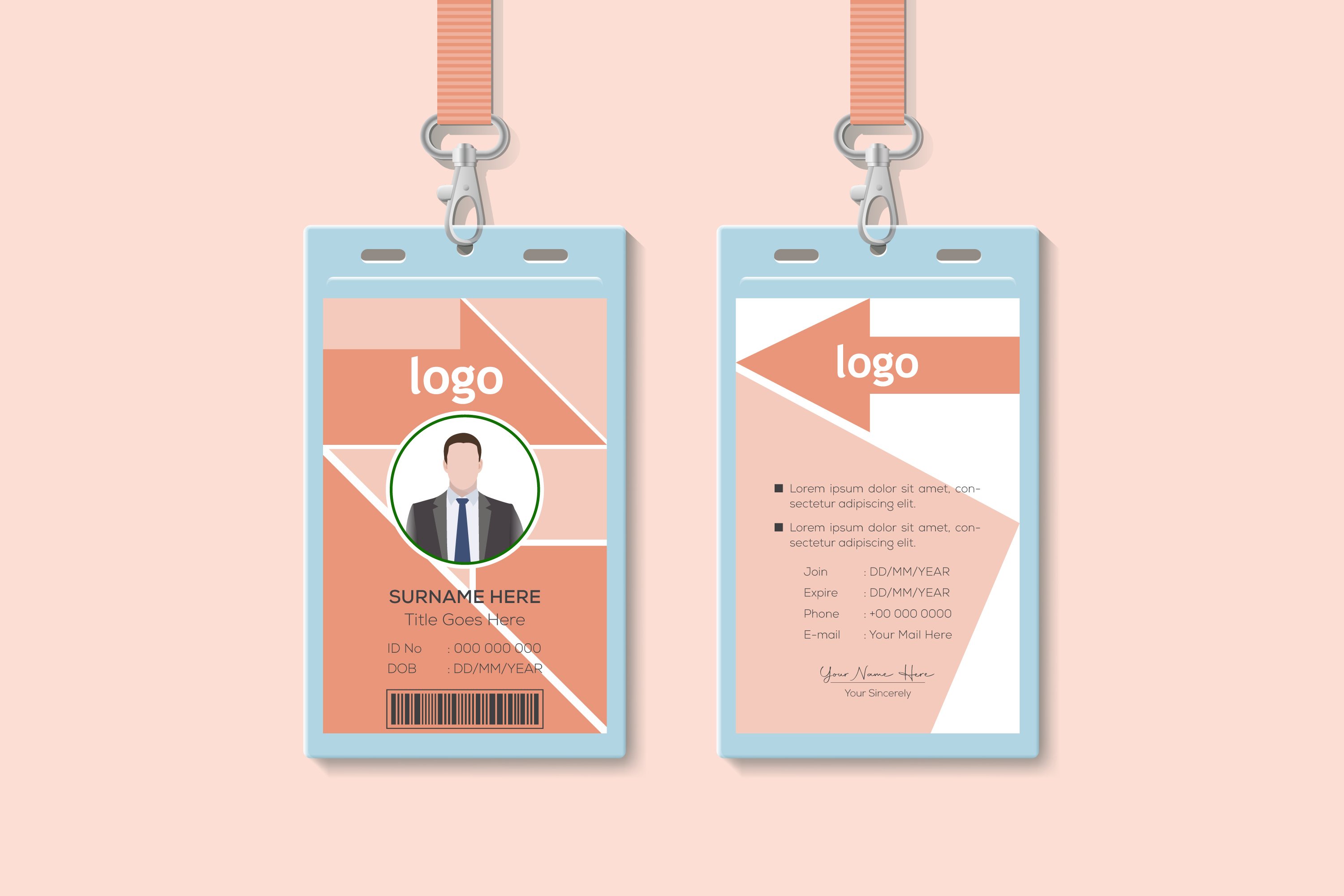 Marketing Arrow Shape ID Card Design Template