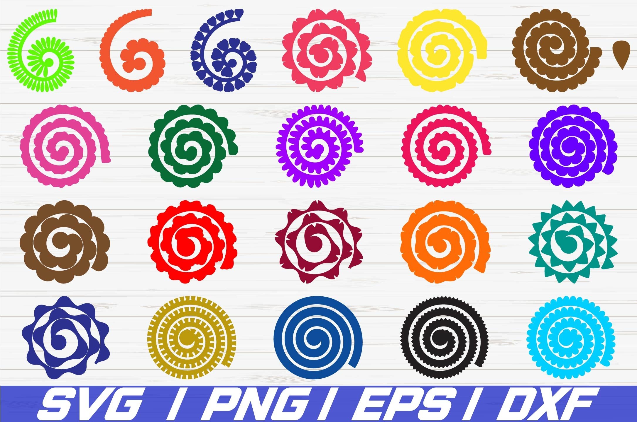 21 Rolled Paper Flowers SVG Cut File Flowers Template 250113 