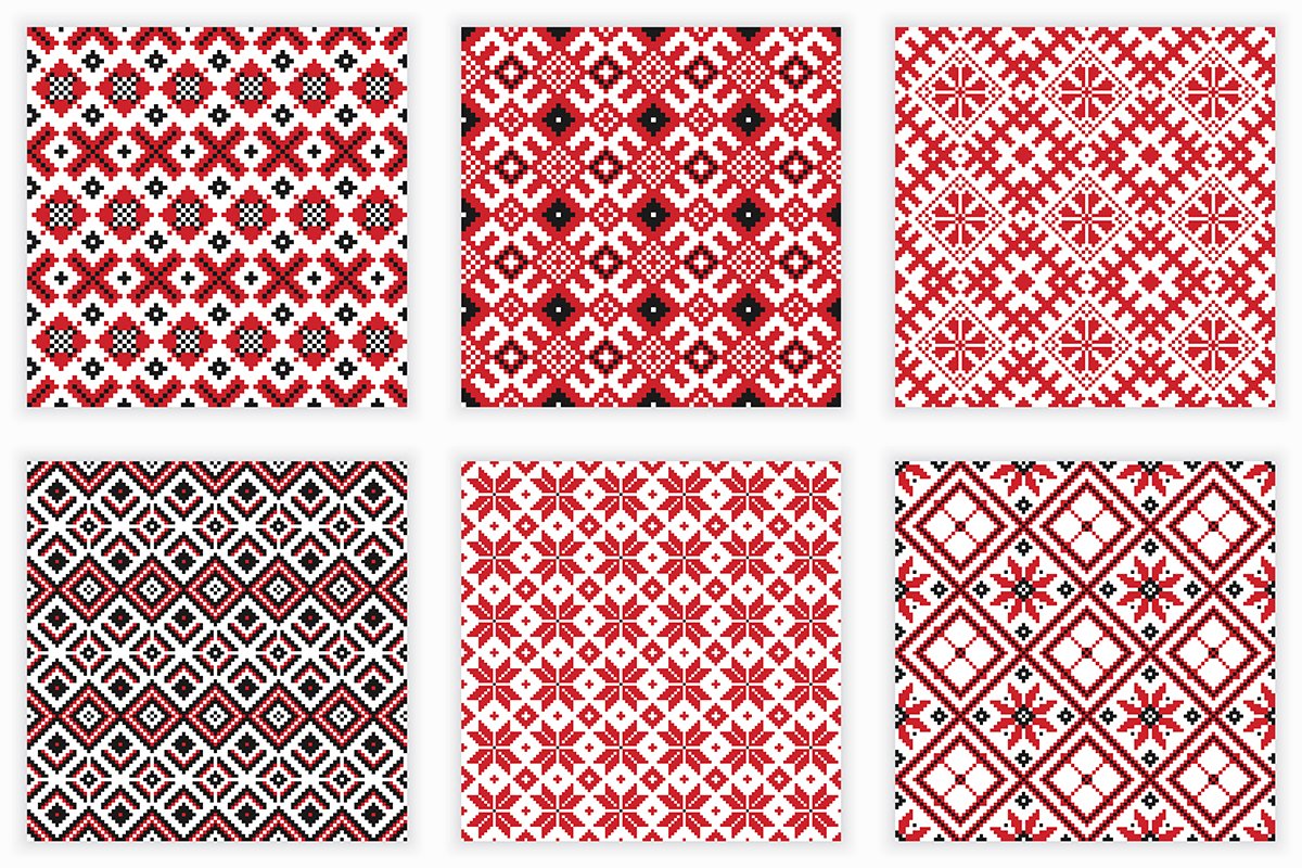 Slavic folk embroidery seamless patterns (1131226) | Patterns | Design ...