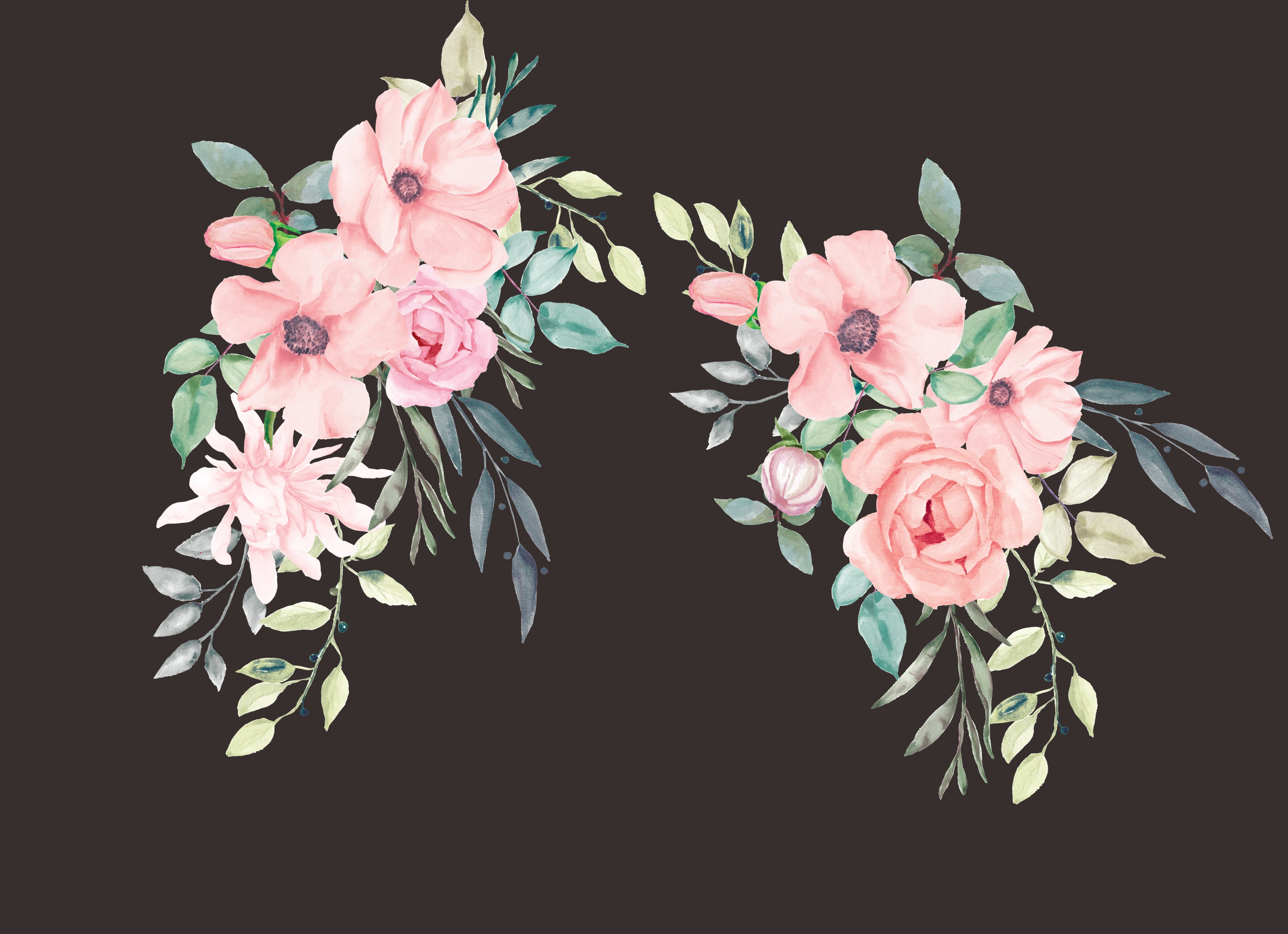 Blush Watercolor Flowers Clipart (77212) | Illustrations | Design Bundles