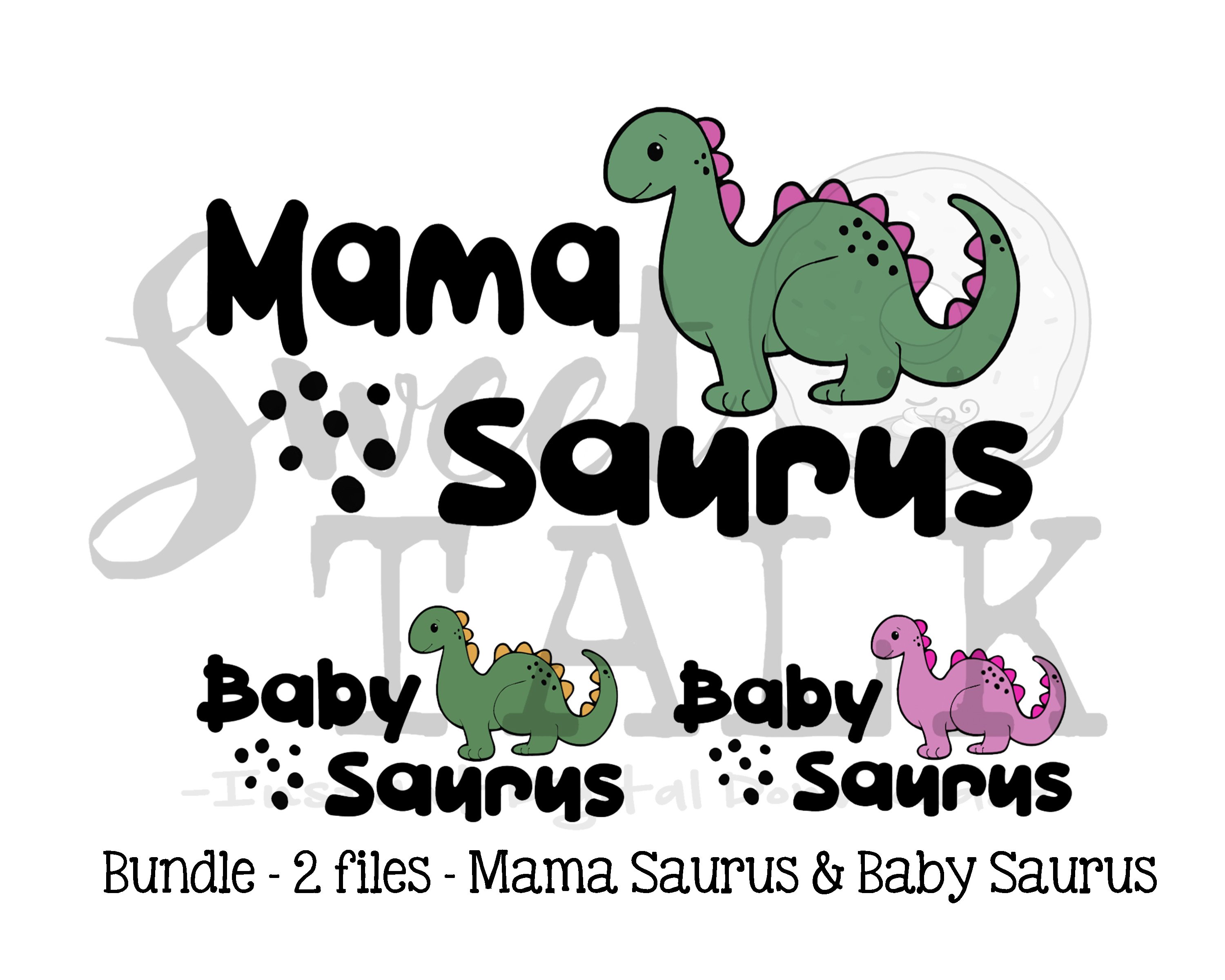 Bundle-Mama Saurus & Baby Saurus -svg,dxf,png,jpg, Instant Digital ...
