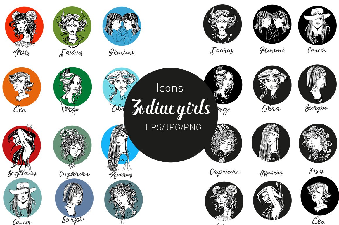 Zodiac girls (42521) | Illustrations | Design Bundles
