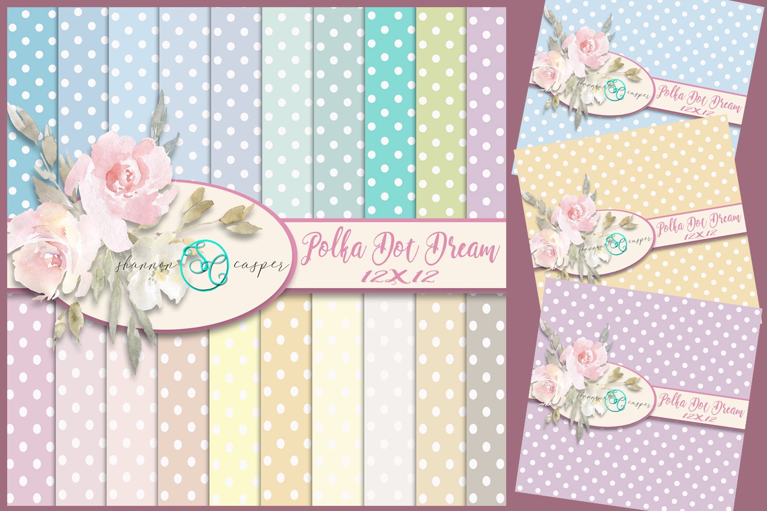 20 Pastel Polka Dot Scrapbook Digital Paper (235469) | Papers | Design ...