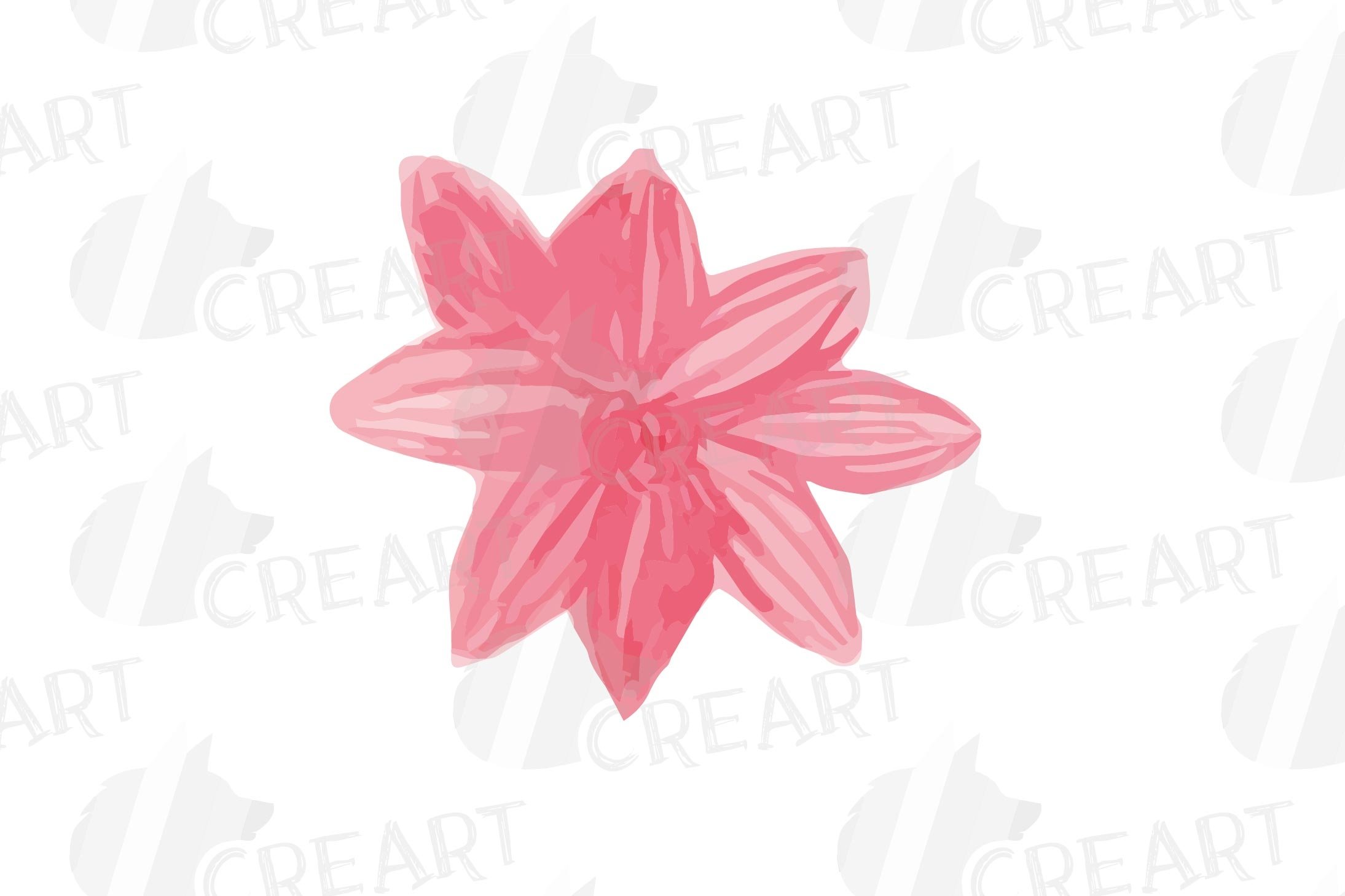Watercolor Pink floral elements and green leaves clip art (228558 ...