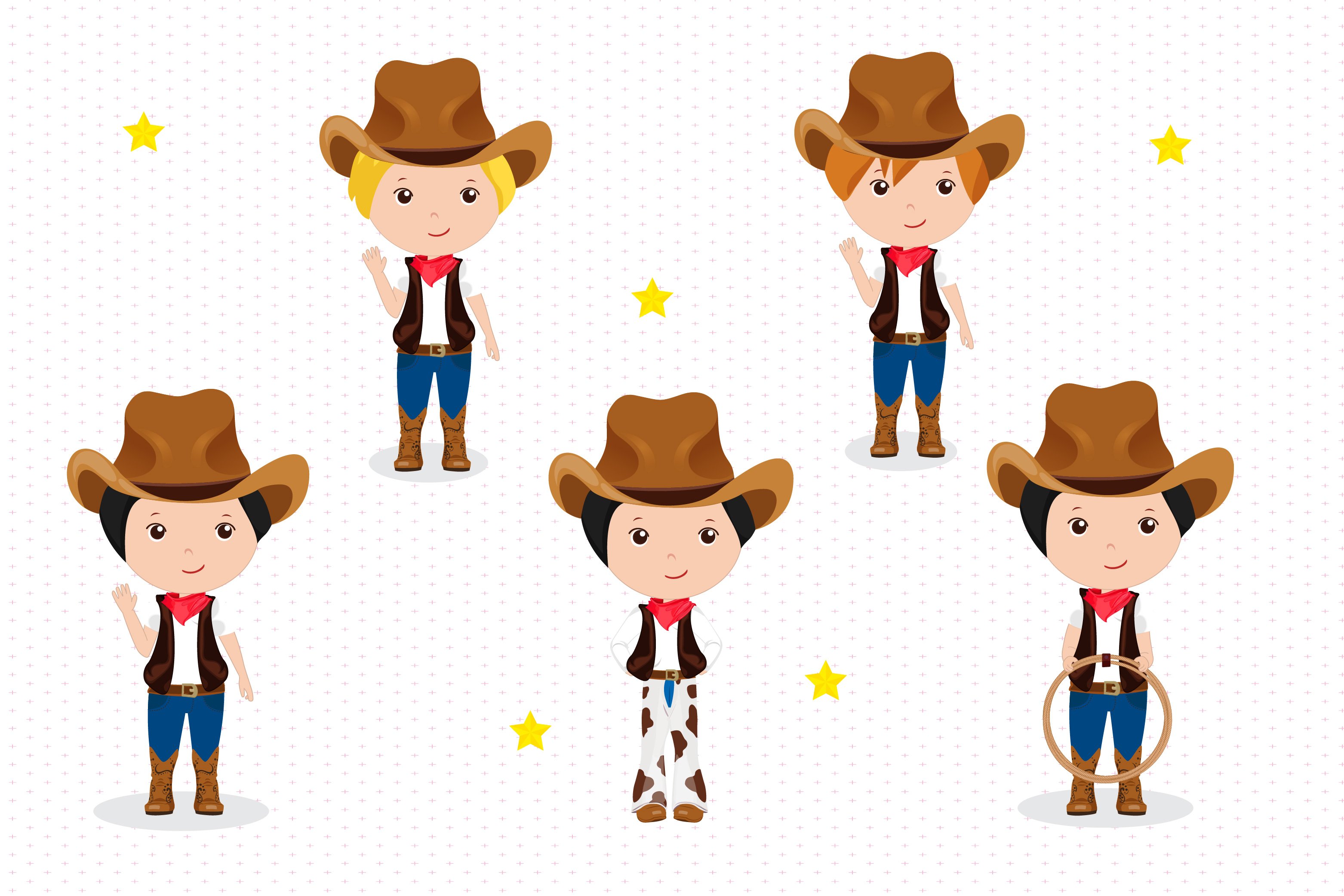 Cowboy illustration, Cowboy digital papers (25112) | Illustrations ...