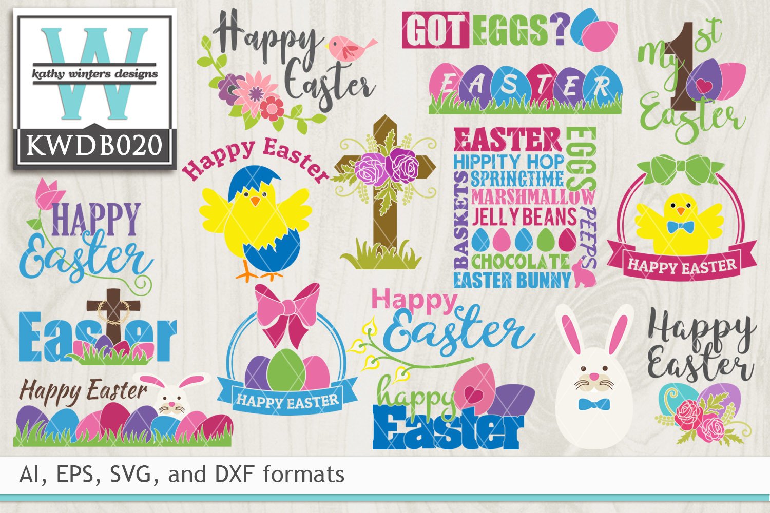 BUNDLED Easter Cutting Files KWDB020 (428400) | Cut Files | Design Bundles
