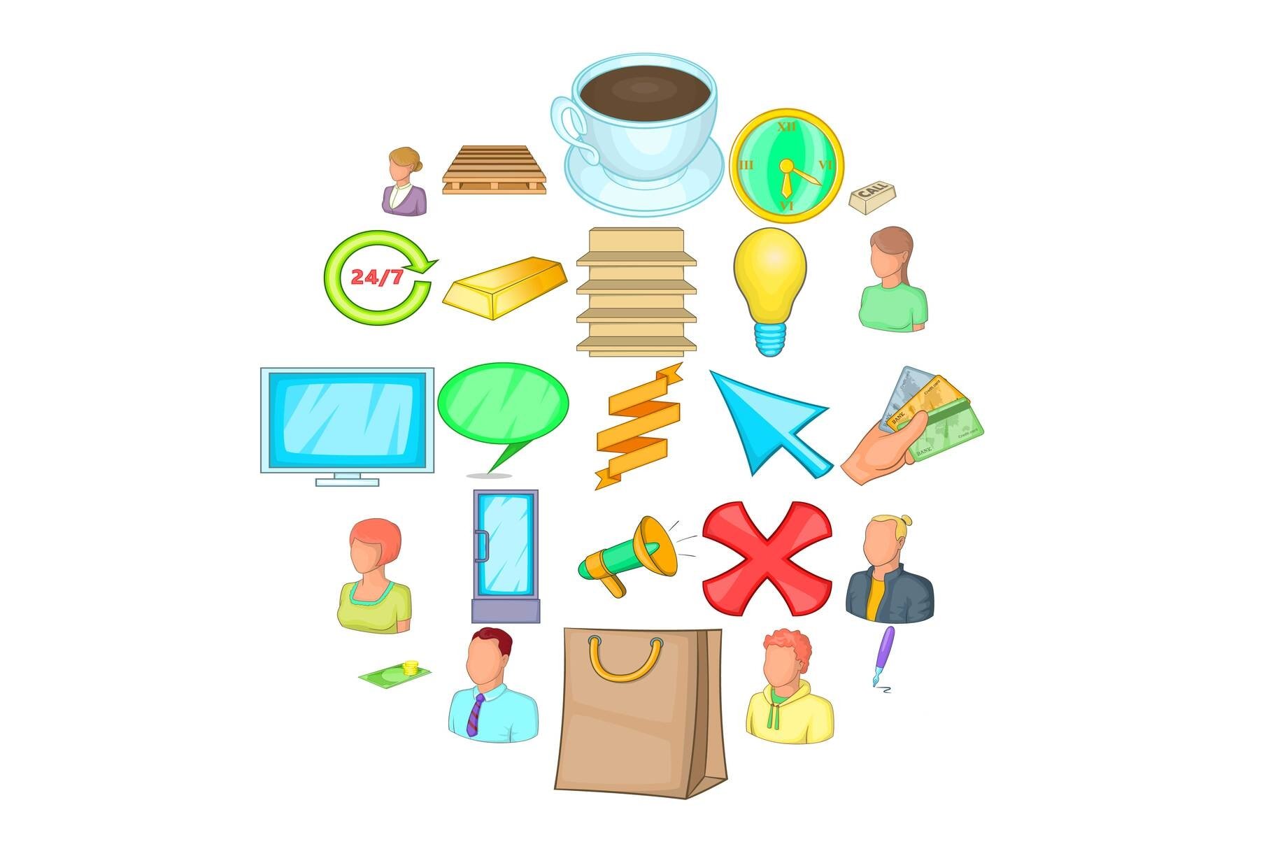 Incorporation icons set, cartoon style (504542) | Icons | Design Bundles