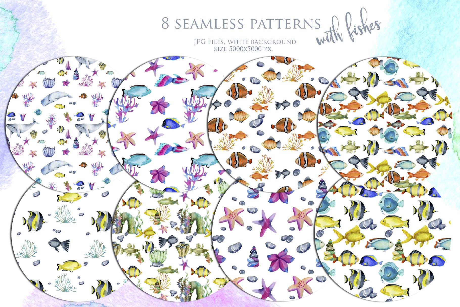 Sea life. Watercolor clip art. (210637) | Illustrations | Design Bundles