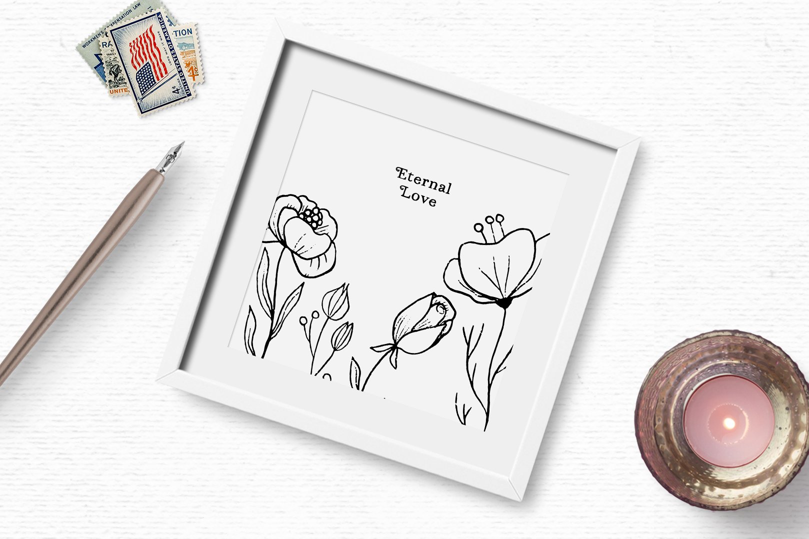 Rustic floral digital stamps | Whimsical doodle clipart