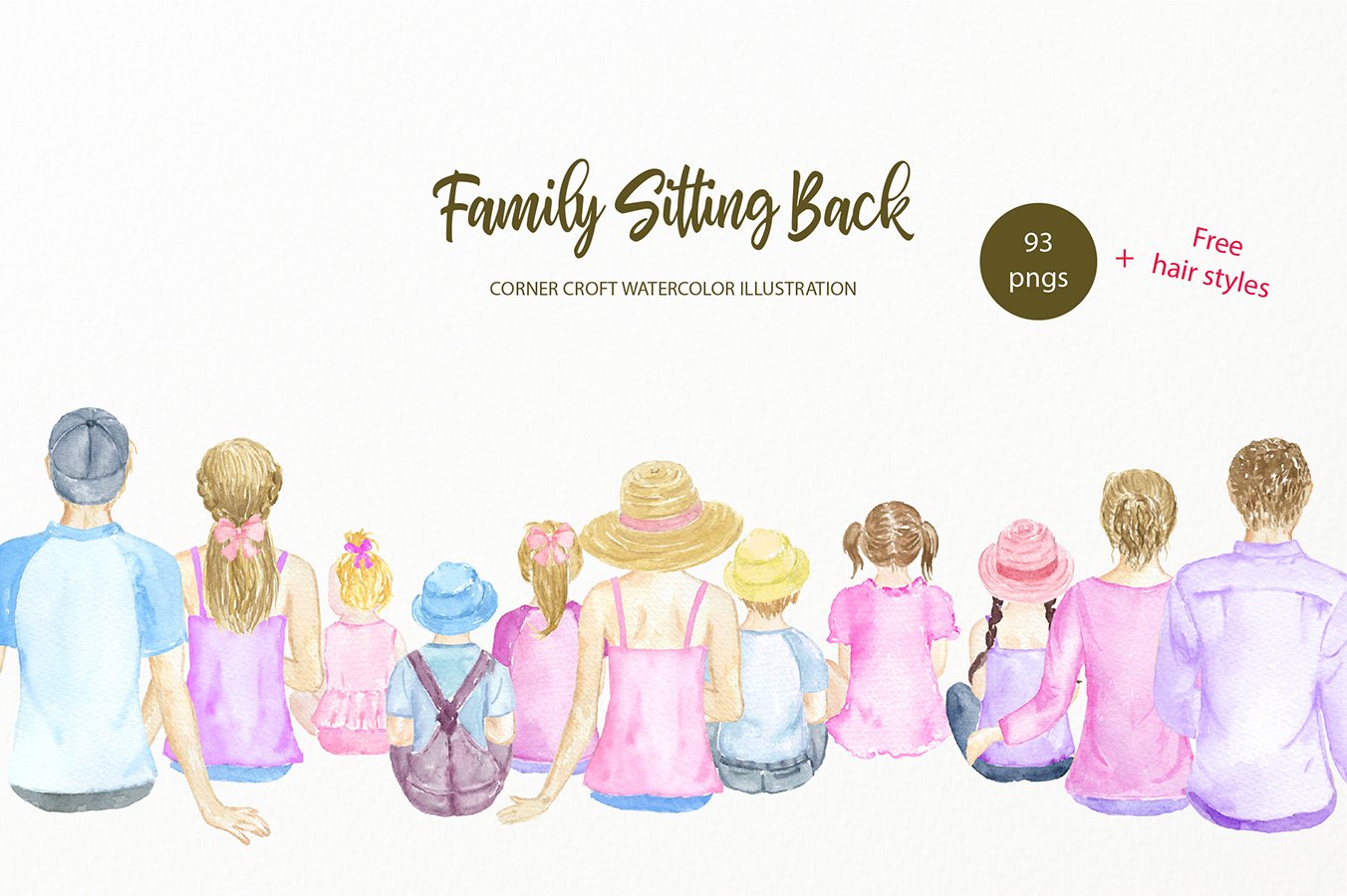 Family Sitting Back Clipart (430715) | Illustrations | Design Bundles