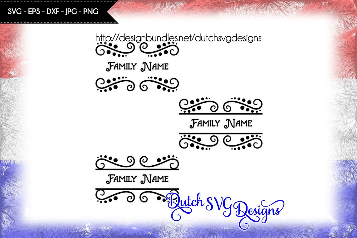 3 Swirly split border cut files, monogram svg, border svg