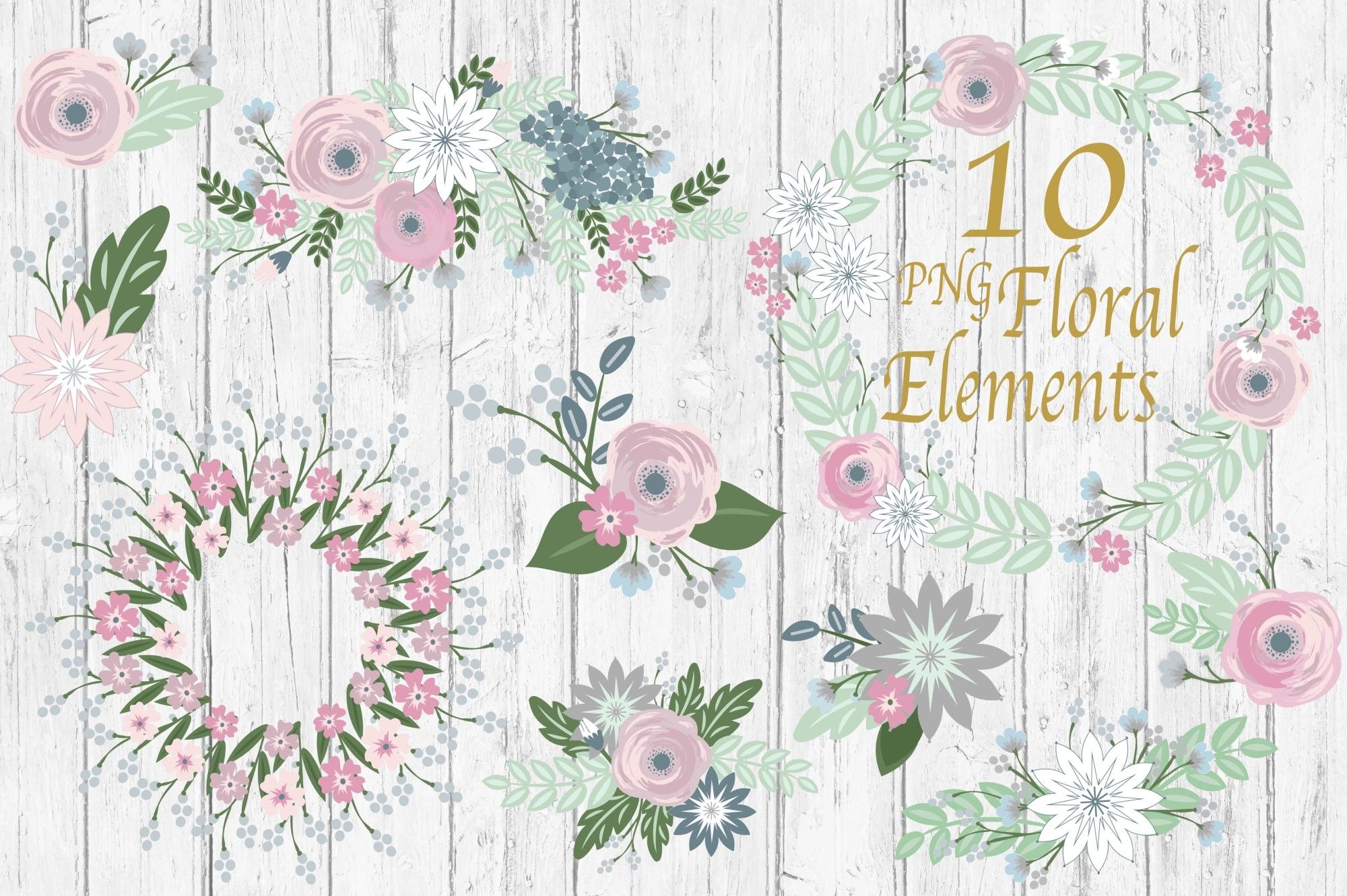 Floral Clipart - Wedding Clipart - Rustic Clipart (13822 ...