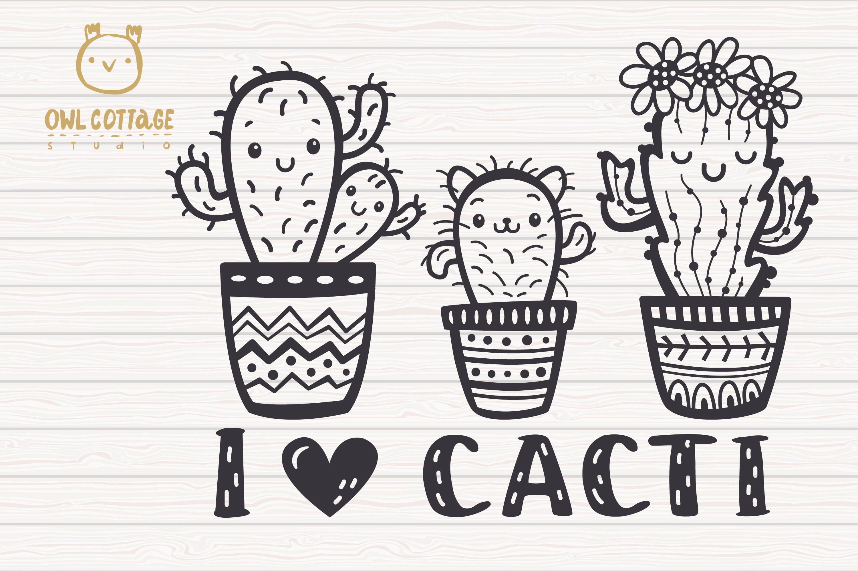 Cute Cacti mini SVG Bundle , I love Cacti cut file (565328 ...