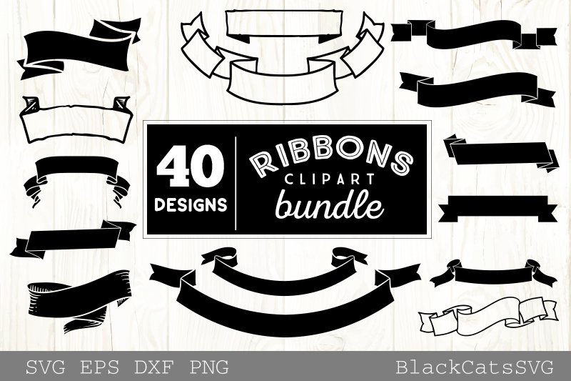 Ribbons clipart SVG bundle 40 designs (598111) | Cut Files | Design Bundles